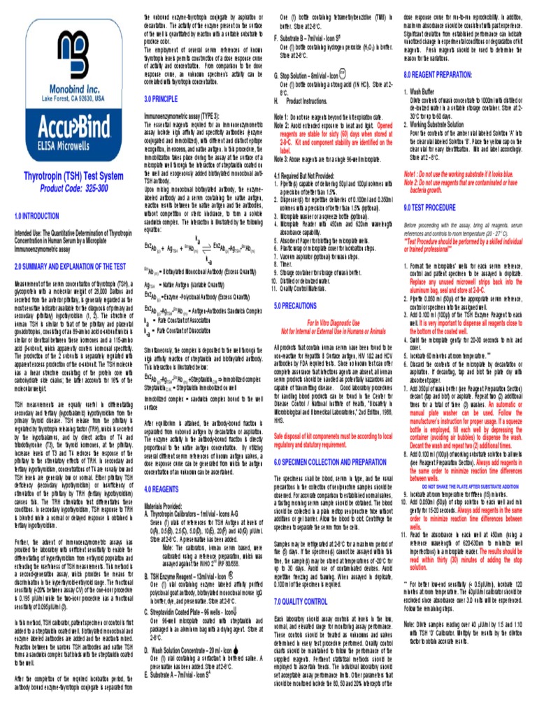 TSH Accubind Elisa Rev 3 | PDF | Thyroid Stimulating Hormone ...