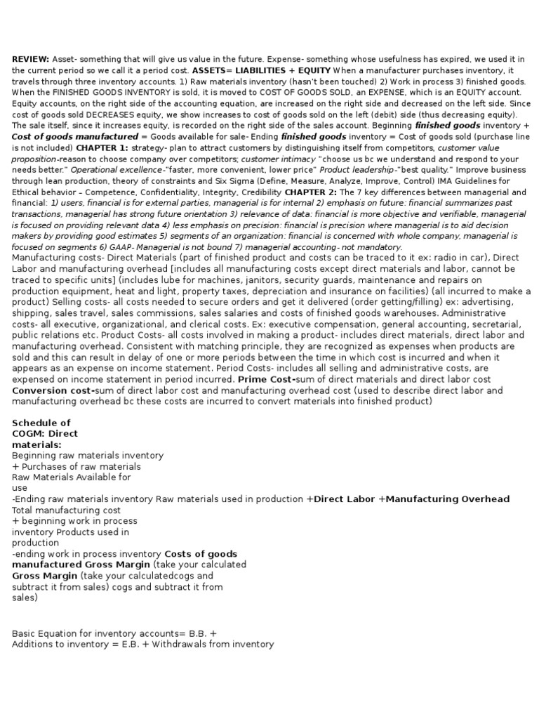 Midterm 1 Cheat Sheet | PDF | Inventory | Cost Of Goods Sold