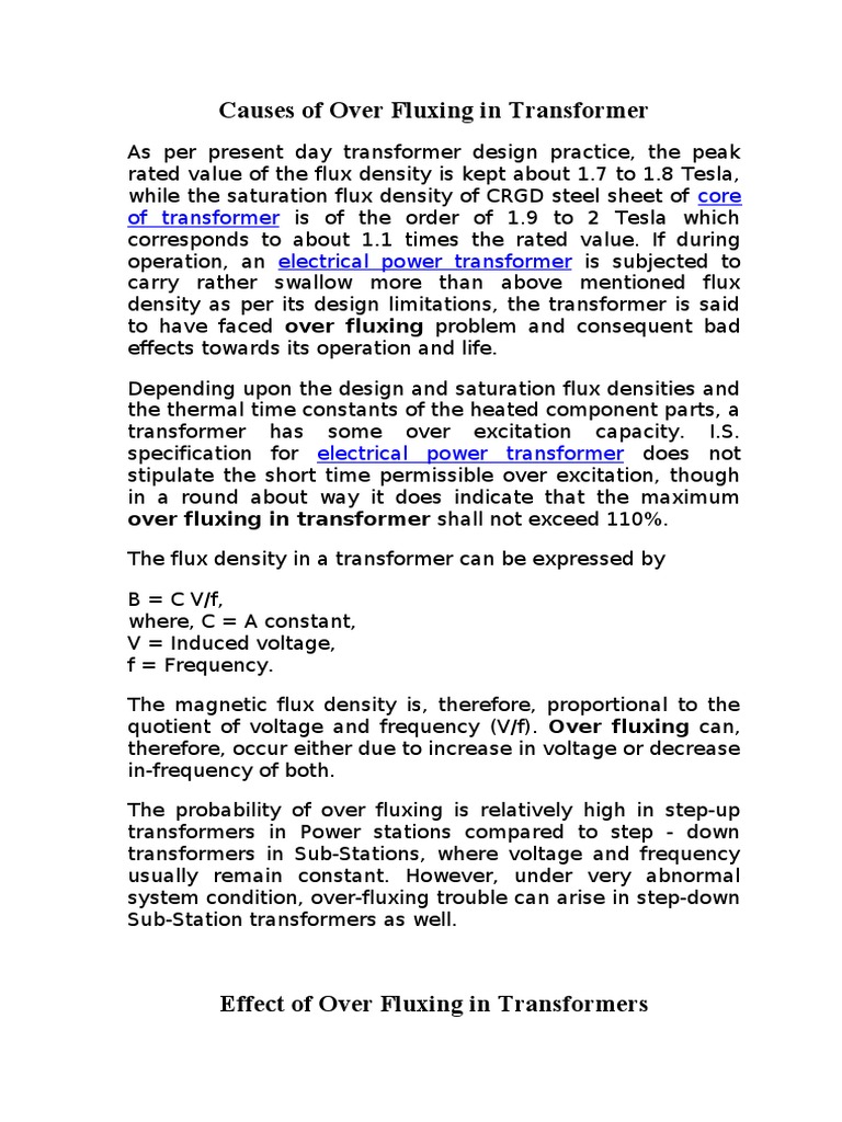 Over Fluxing in Transformer | PDF | Transformer | Insulator (Electricity)