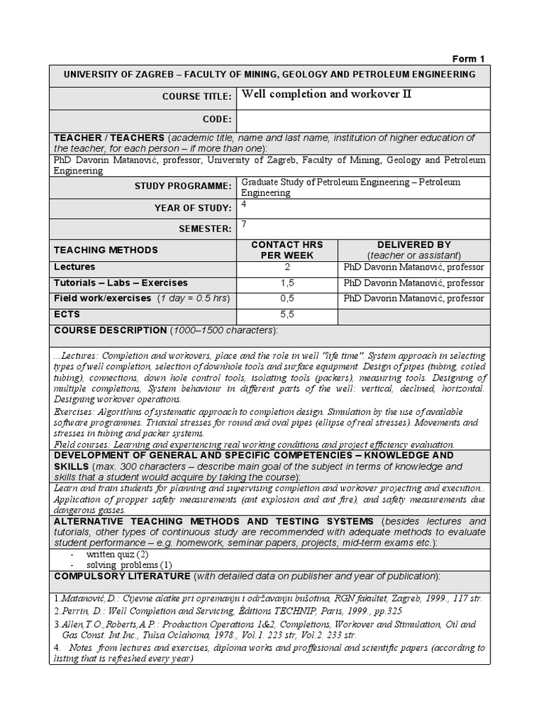 Well Completions 2111 | PDF | Lecture | Teachers