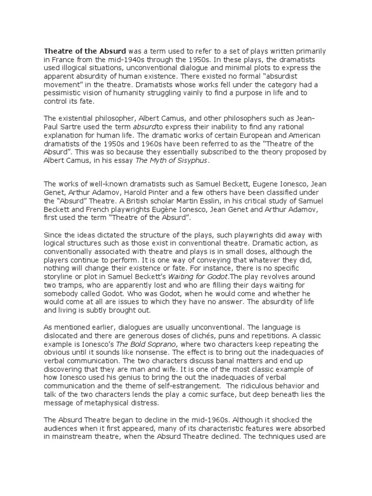 Theatre of Absurd | PDF | Theatre | Entertainment (General)