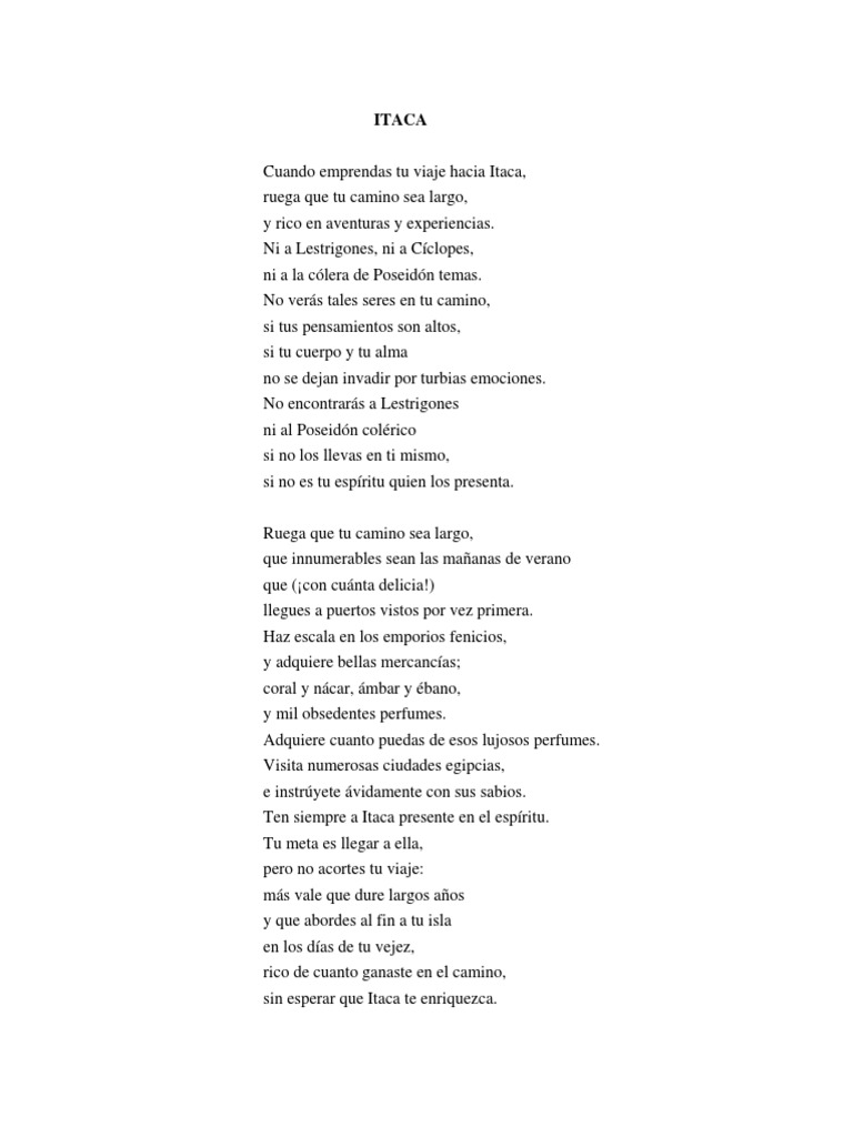 Poema Itaca | PDF | Poesía | Clásicos