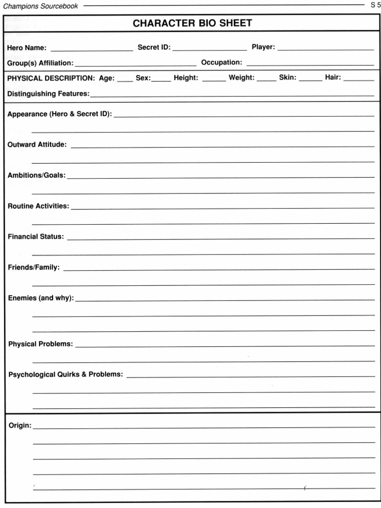 Character Bio Sheet PDF | PDF