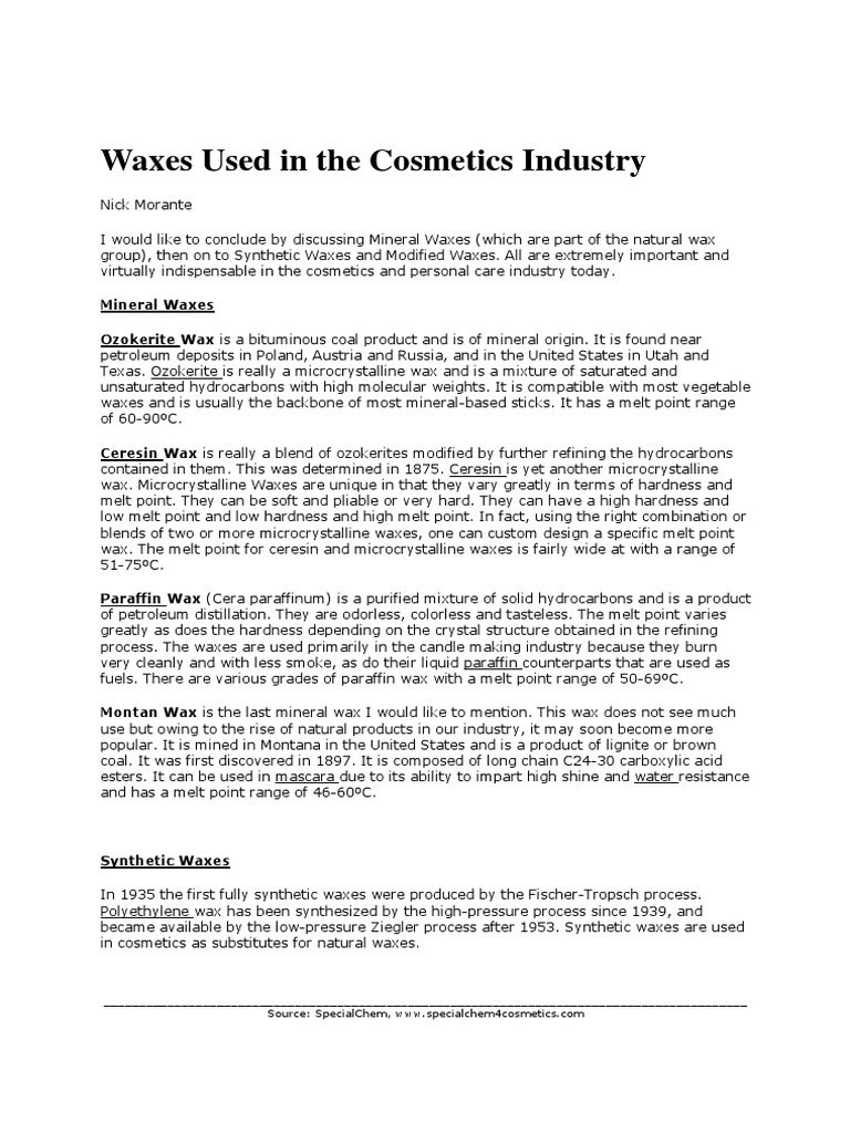 Article-106-Spc Waxes Used in The Cosmetics Industry | PDF | Wax ...