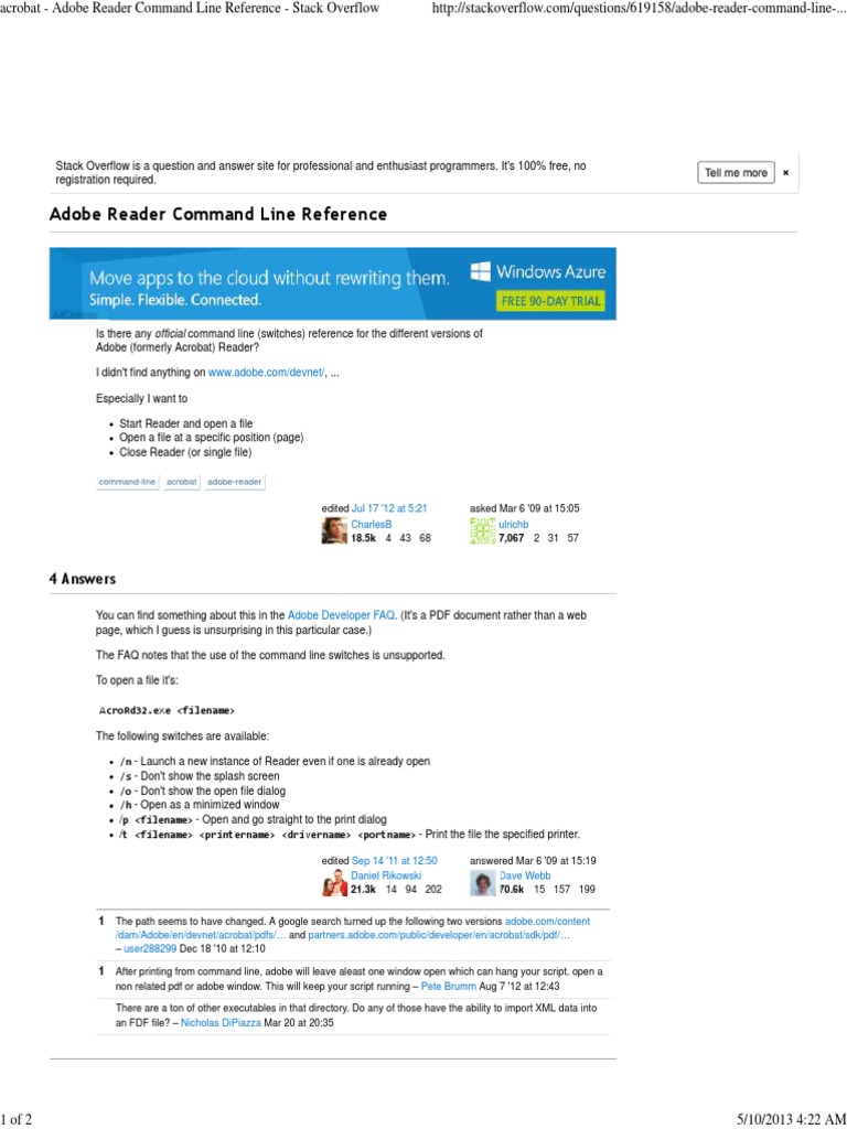 Acrobat Adobe Reader Command Line Reference Stack Overflow 