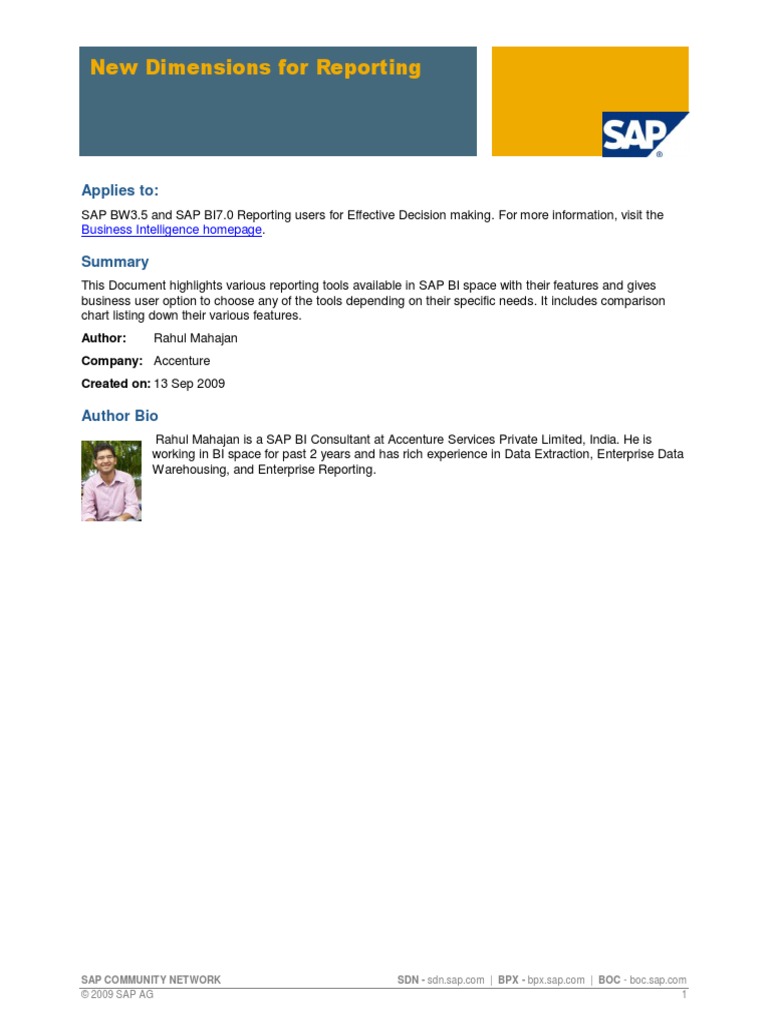 New Dimensions For Reporting: Applies To | PDF | Business Intelligence ...