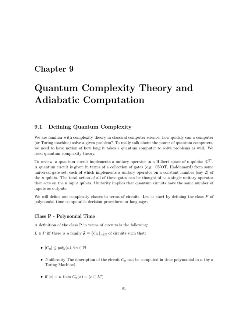 Quantum Complexity Theory and Adiabatic Computation | PDF | Computational Complexity Theory ...