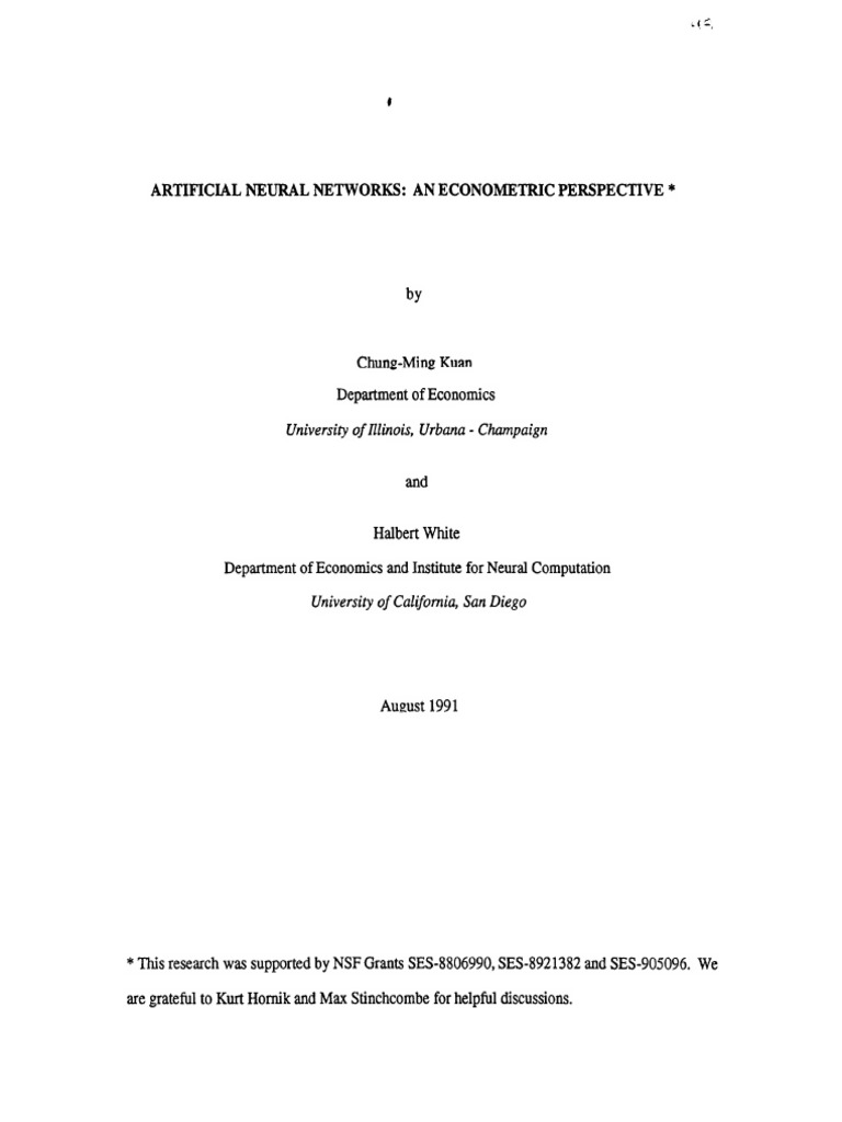 Artificial Neural Networks An Econometric Perspective Pdf