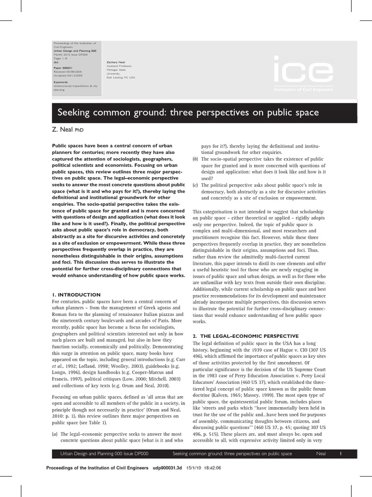 Seeking Common Ground: Three Perspectives On Public Space: Z. Neal ...