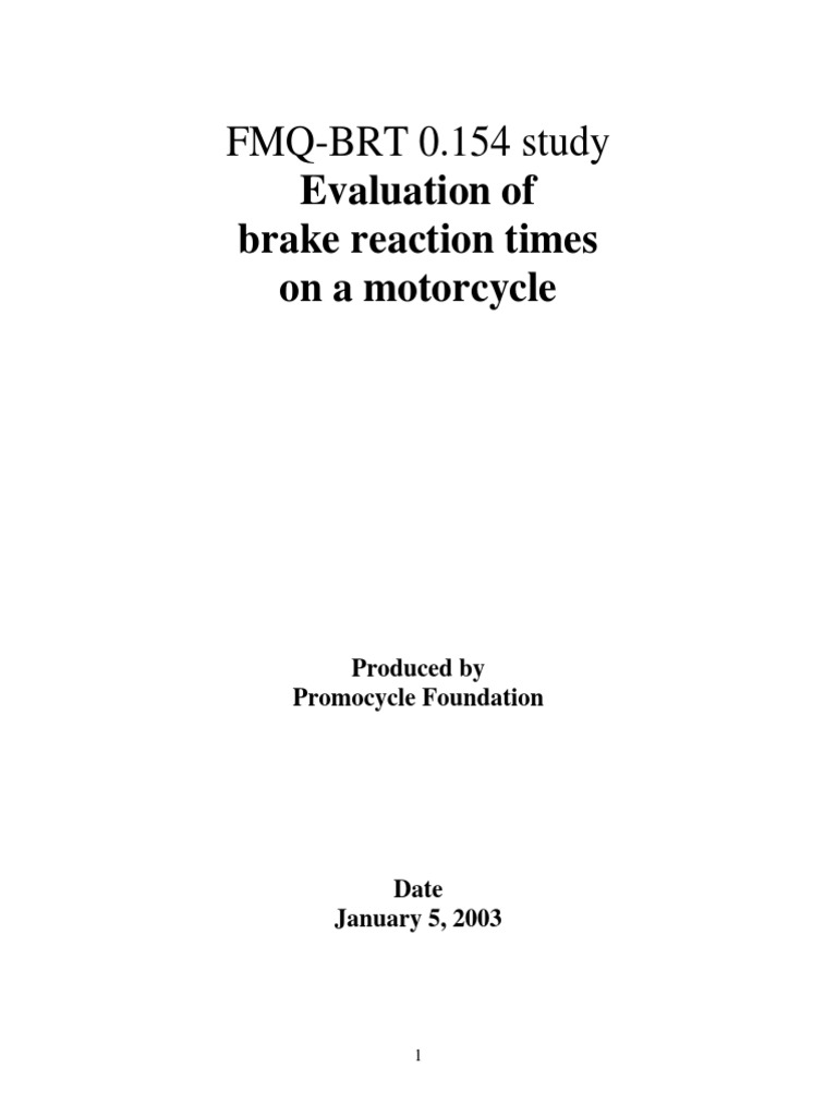 Brake Reaction Time Motorcycle | PDF | Motorcycle | Mode (Statistics)