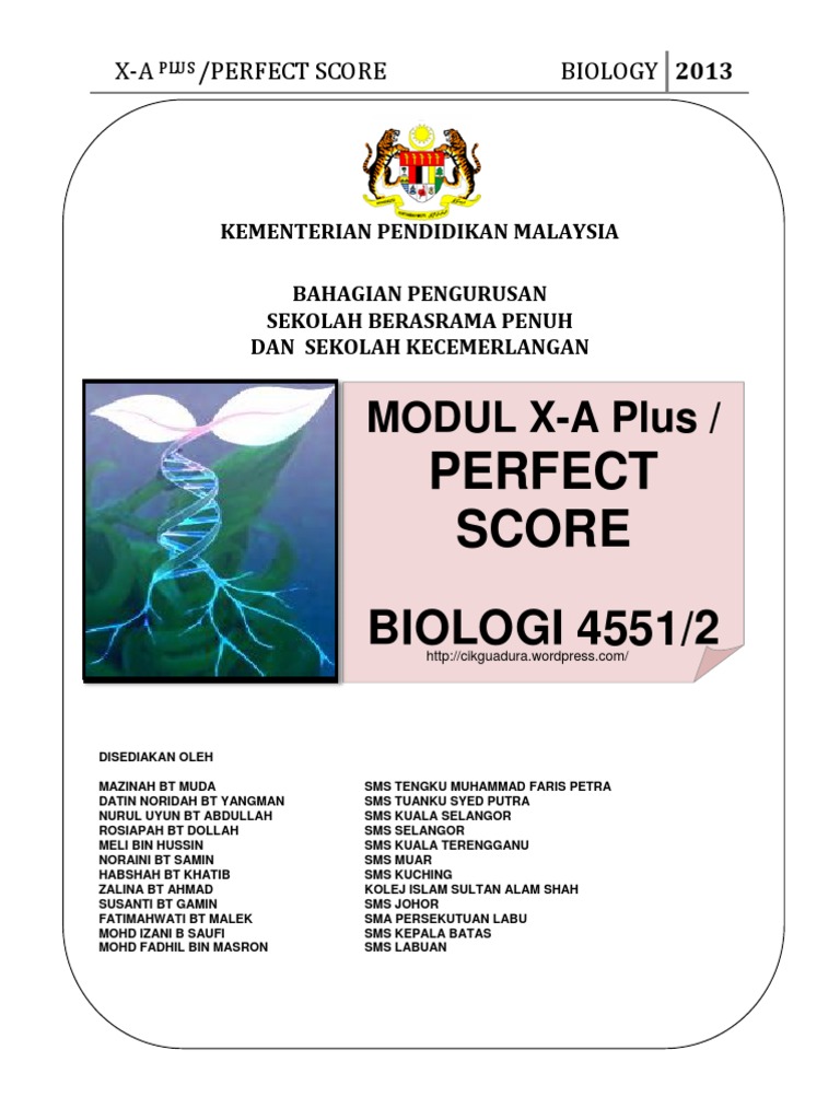 Modul Perfect Score SBP Biology SPM 2013 Question and Scheme | PDF ...