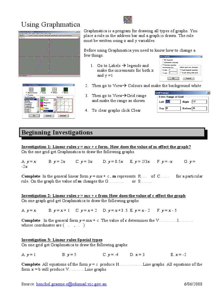 Using Graphmatica: Beginning Investigations | PDF | Mathematical ...