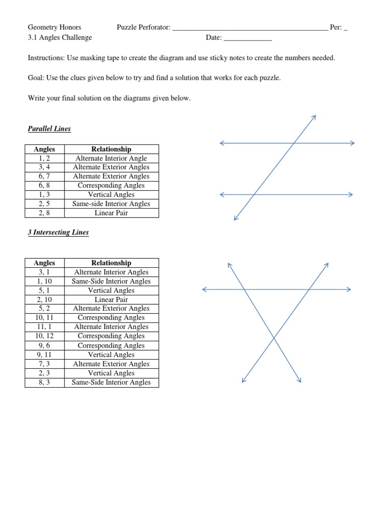 Transversal Angles Challenge | PDF