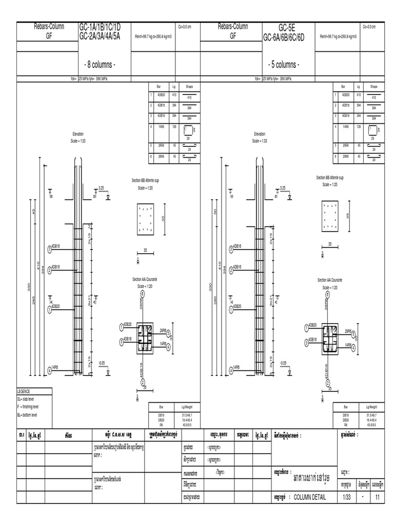 GC-1A/1B/1C/1D GC-2A/3A/4A/5A GC-6A/6B/6C/6D GC-5E: Rebars-Column GF ...