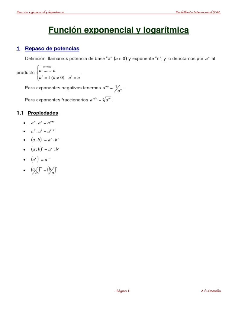 Teoria Funcion Exponencial y Logaritmica | PDF | Logaritmo | Ecuaciones