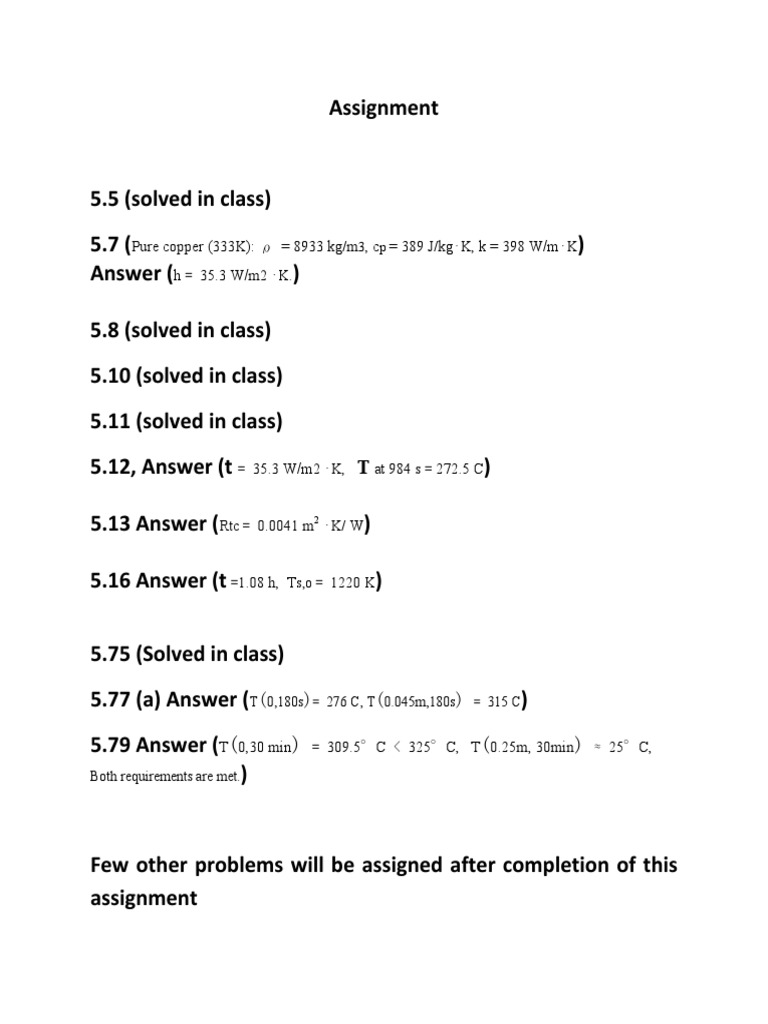 Heat Transfer Assignment Solutions | PDF