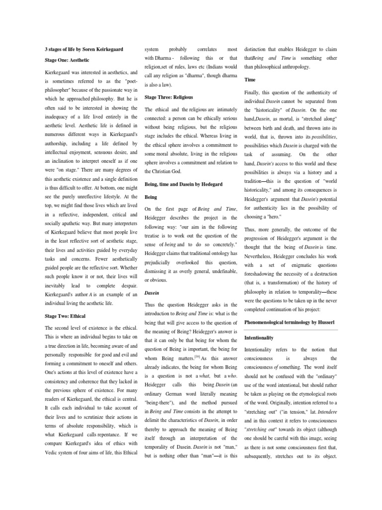 Kierkegaard's Three Stages of Life | PDF | Phenomenology (Philosophy ...
