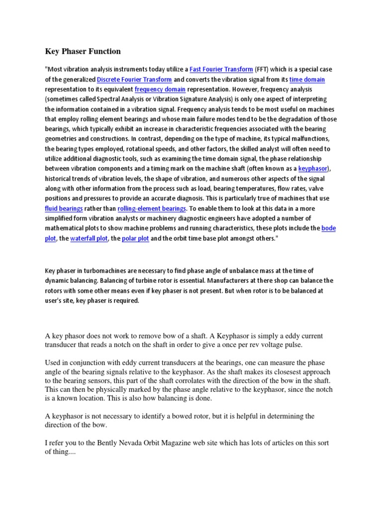 Key Phaser Function | PDF | Fourier Analysis | Bearing (Mechanical)