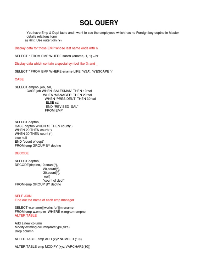 SQL Queries | PDF | Pl/Sql | Parameter (Computer Programming)