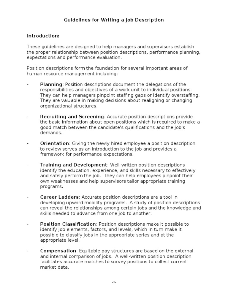 Job Description | PDF | Background Check | Employment