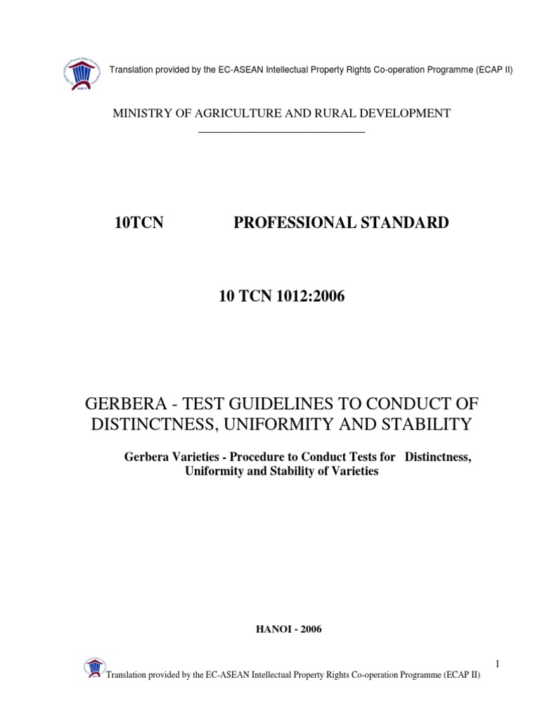 Gerbera - Test Guidelines To Conduct of Distinctness, Uniformity and ...