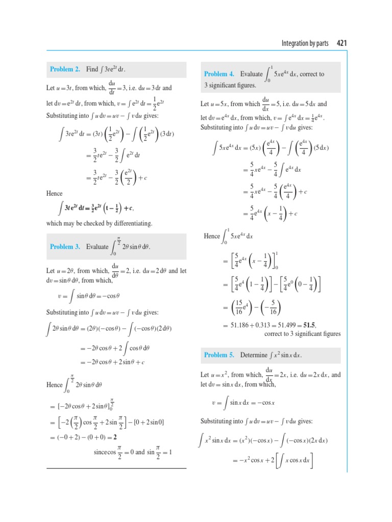 Integration by Parts Practice: Solving Definite Integrals Using the ...