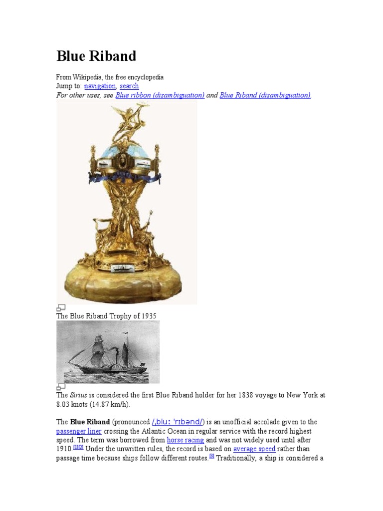 Blue Riband | PDF | Cunard Line | Ocean Liners