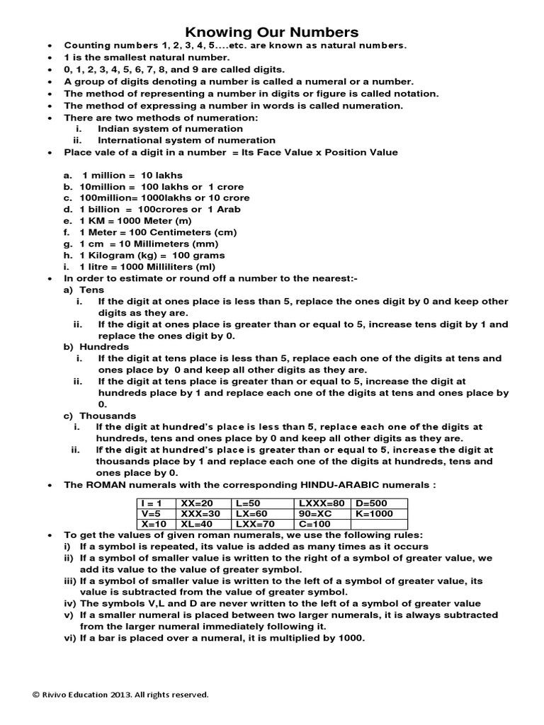 01-Knowing Our Numbers | PDF | Litre | Numbers