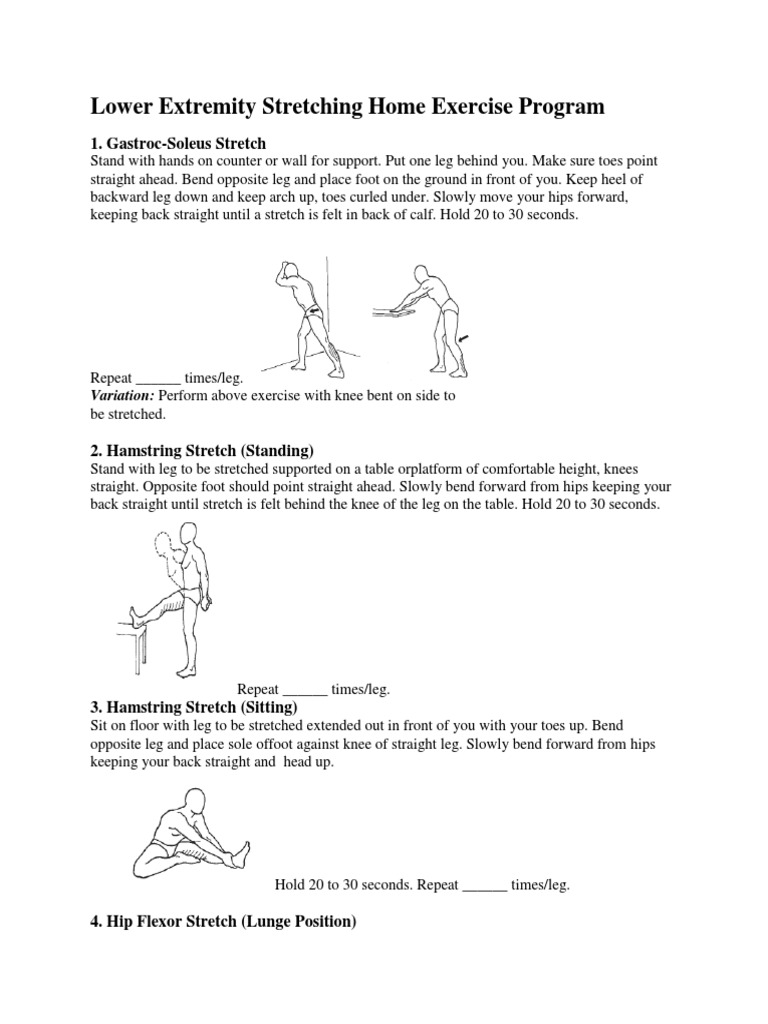 Lower Extremity Stretching Home Exercise Program | Foot | Anatomical ...