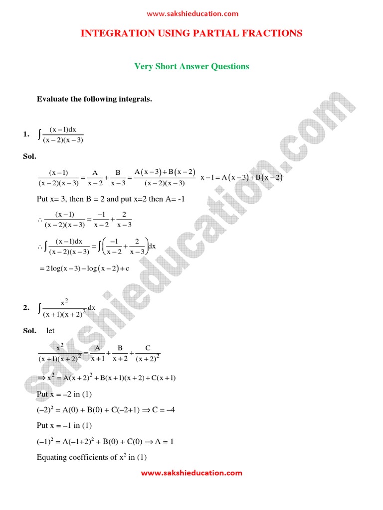 Integration Using Partial Fractions | PDF | Trigonometric Functions | Calculus