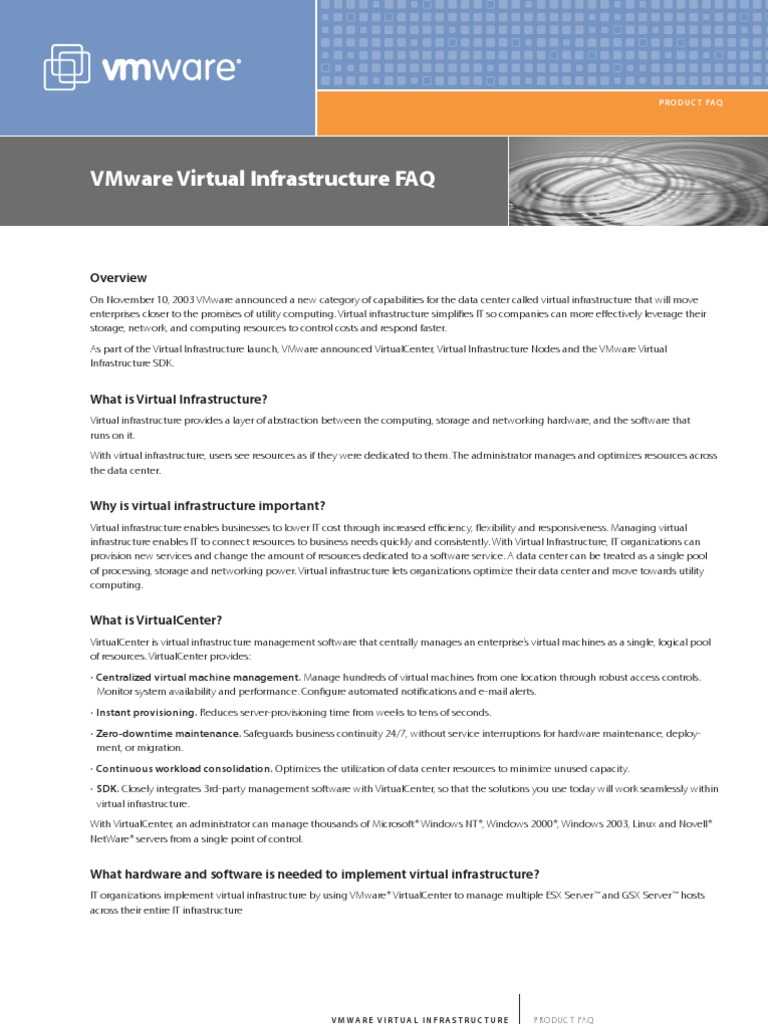 VMware Virtual Infrastructure | PDF | V Mware | Computer Network