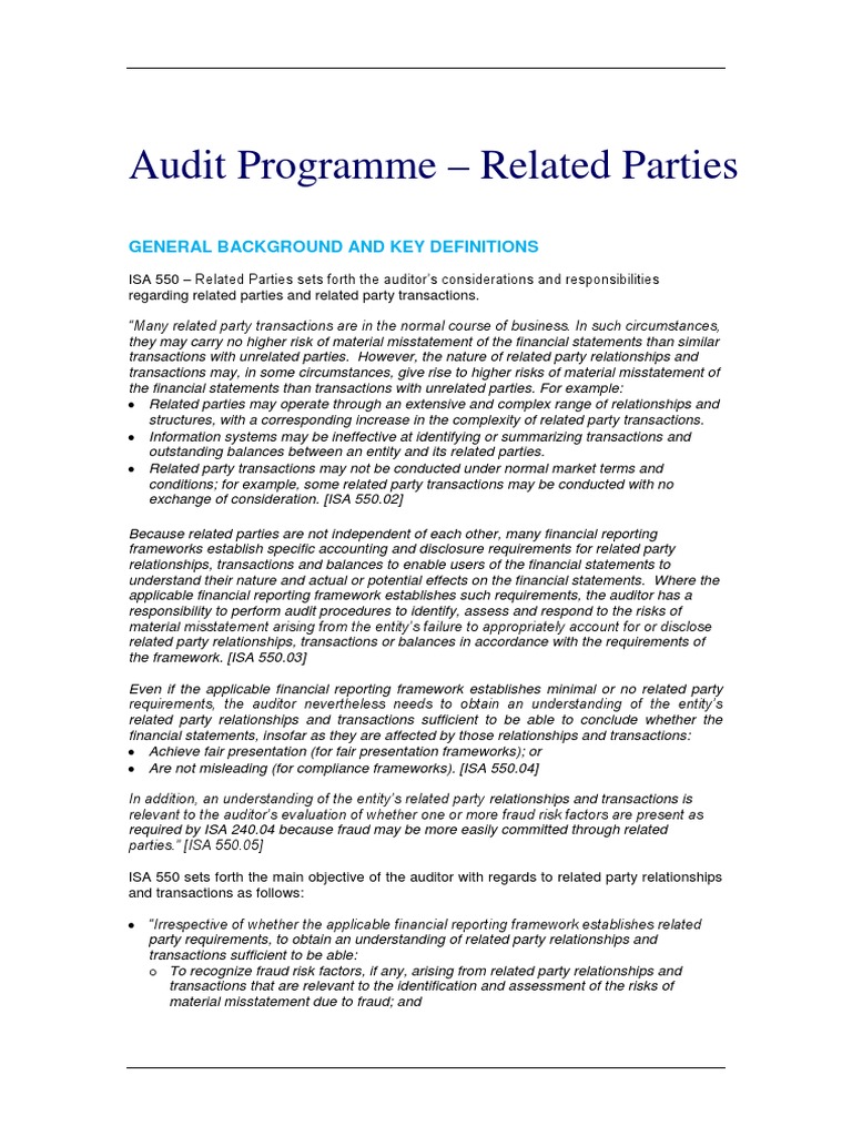 Related Parties PT 1 | PDF | Audit | Financial Statement