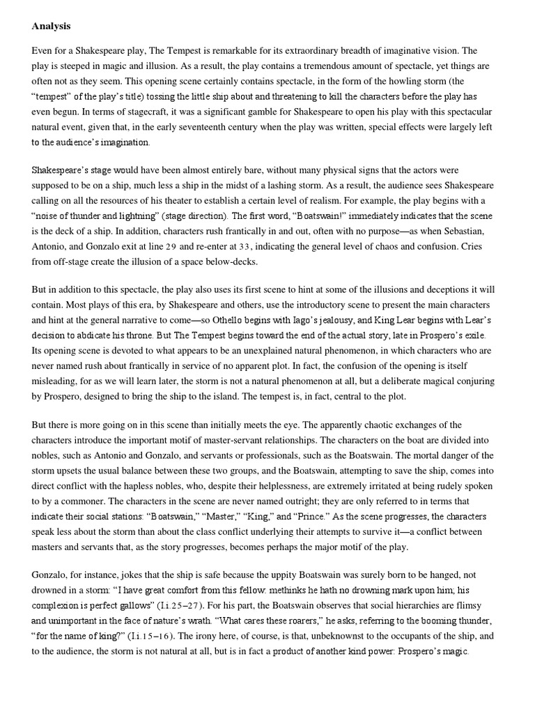 The Tempest Act 1 | PDF | The Tempest | Theatre