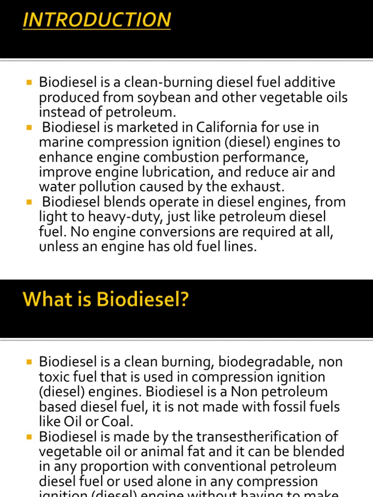 Short PPT On Biodiesel | PDF | Biodiesel | Diesel Fuel