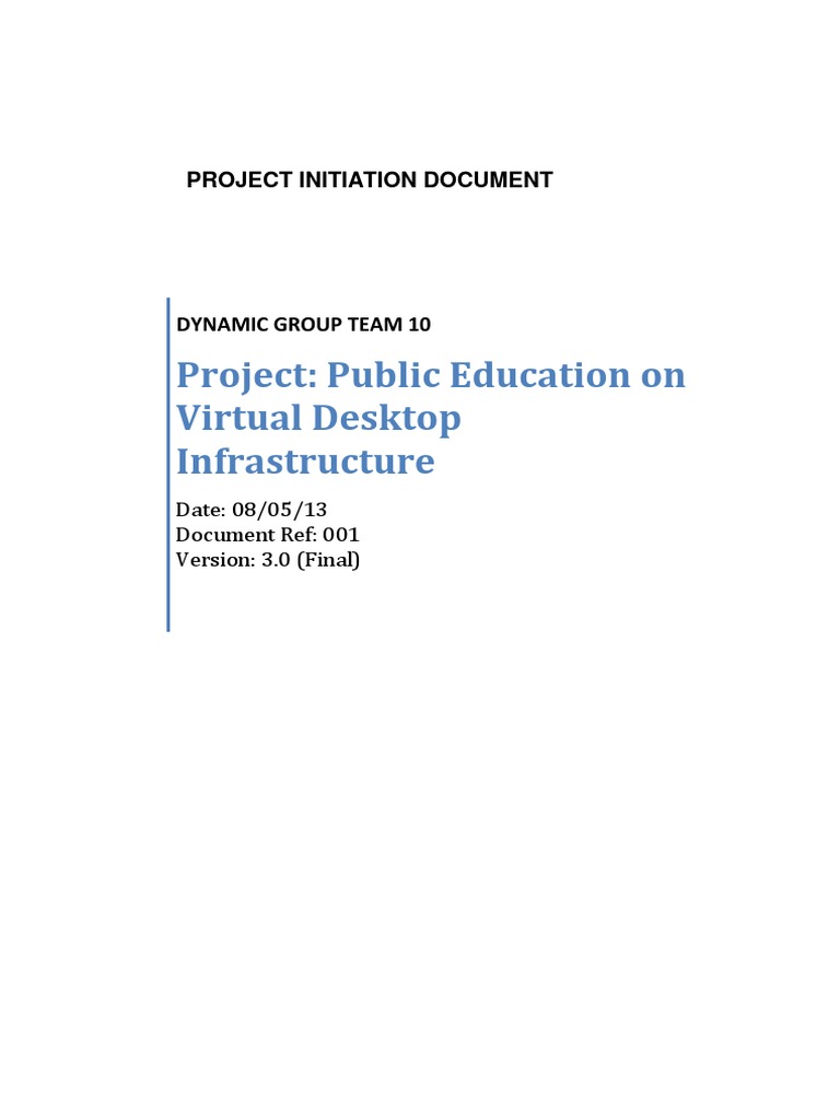 Project Initiation Document | PDF | Desktop Virtualization | Project Management