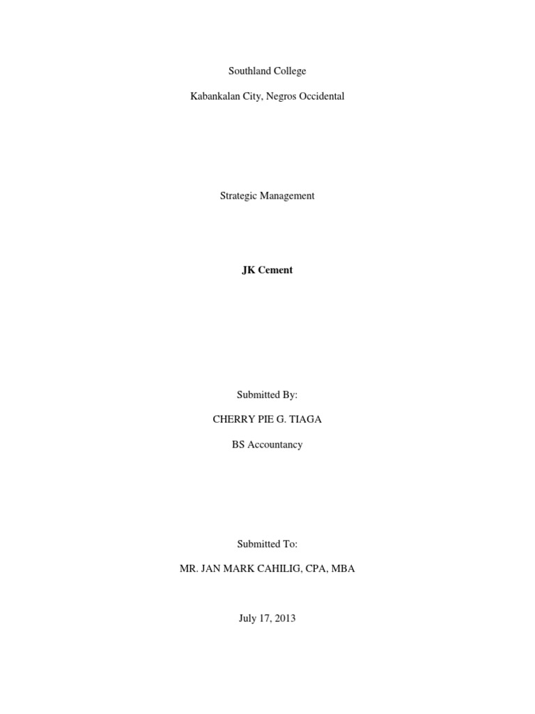 A Case Study - JK Cement | PDF | Strategic Management | Cement