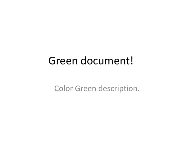 Green Document Overview | PDF