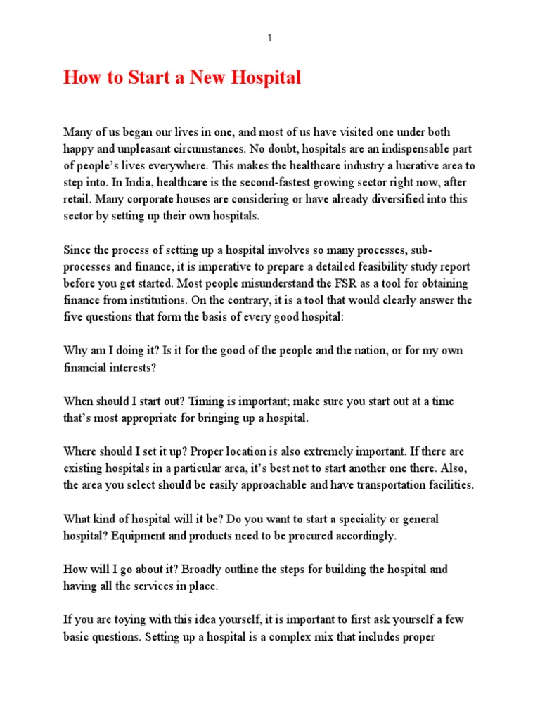 How To Start A New Hospital | PDF | Hospital | Architect