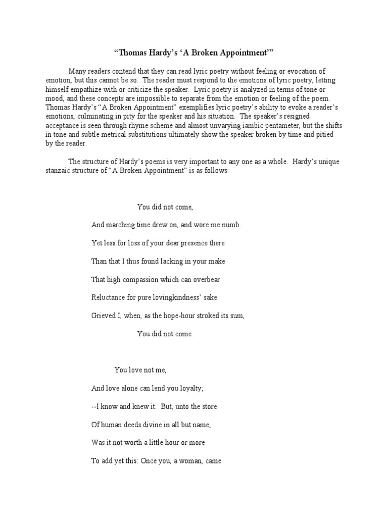 A Broken Appointment | PDF | Poetry | Rhyme