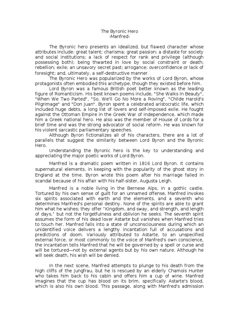 The Byronic Hero | PDF | Lord Byron | Poetry