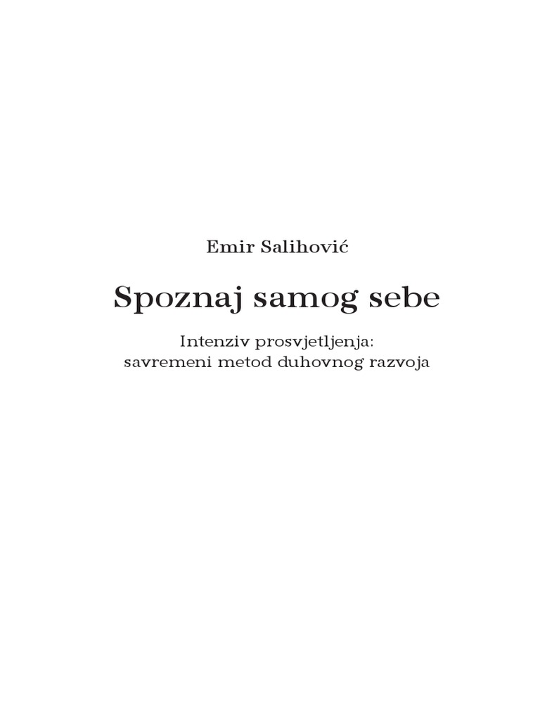 Spoznaj Samog Sebe - Intenziv Direktnog Iskustva | PDF