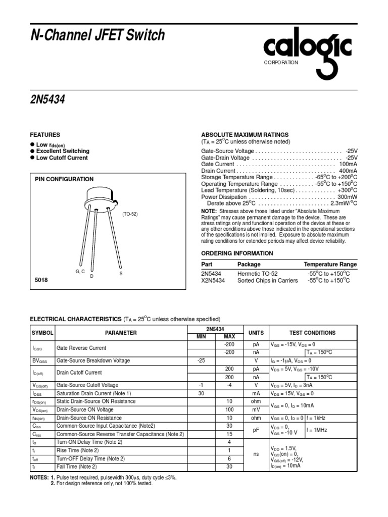 2N5434 | PDF | Field Effect Transistor | Capacitance