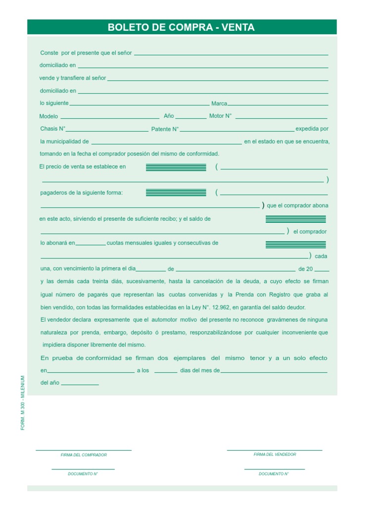 Boleto de Compra-Venta Automotor PDF | PDF