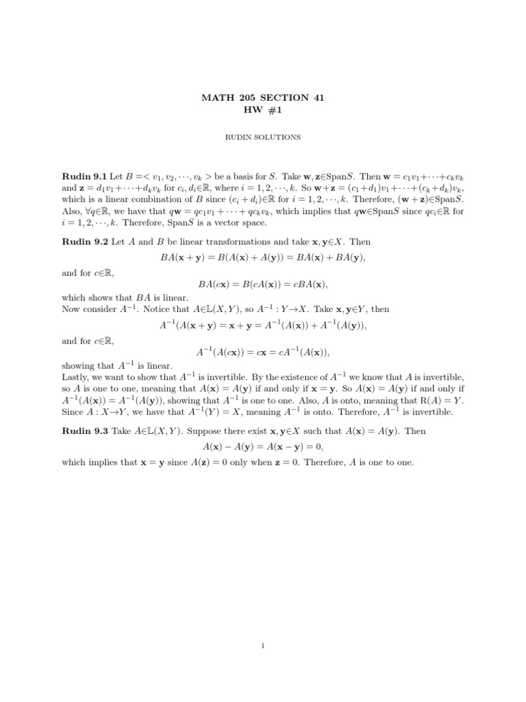 Rudin Solutions Chapter 9 | PDF | Analysis | Linear Algebra