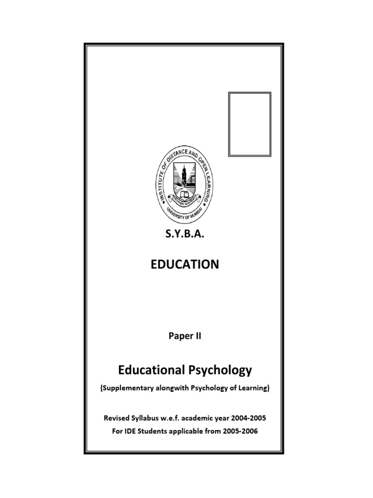 Study SYBA Education Notes of Book | PDF | Cognitive Development | Thought