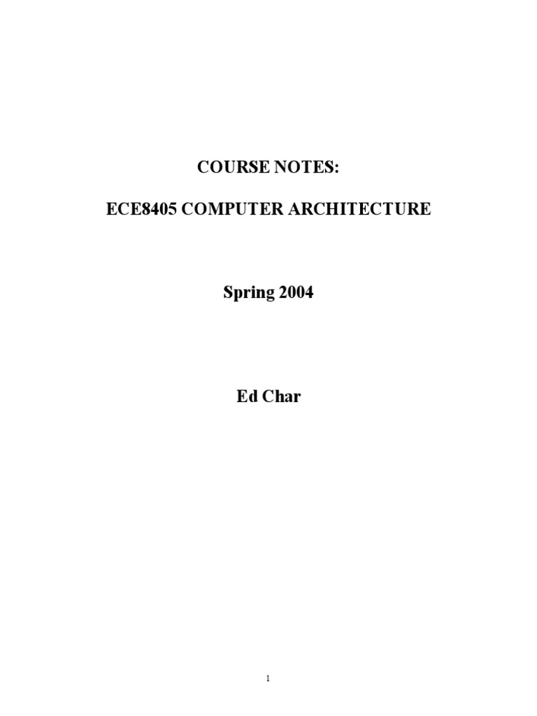 Lecture 1 8405 Computer Architecture | PDF