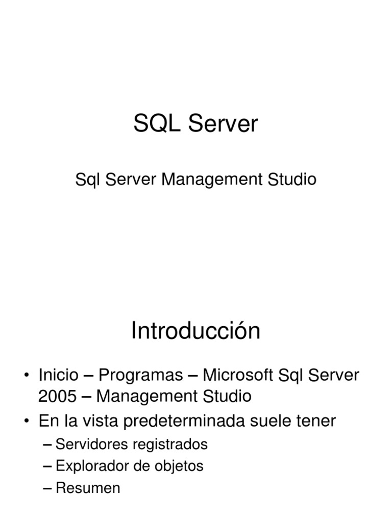 SQL Management Studio | PDF | Servidor SQL de Microsoft | Servidor ...