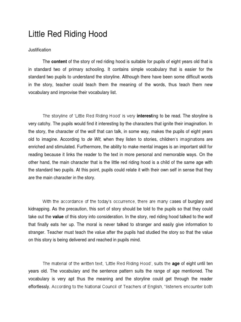 Little Red Riding Hood | PDF | Little Red Riding Hood | Vocabulary