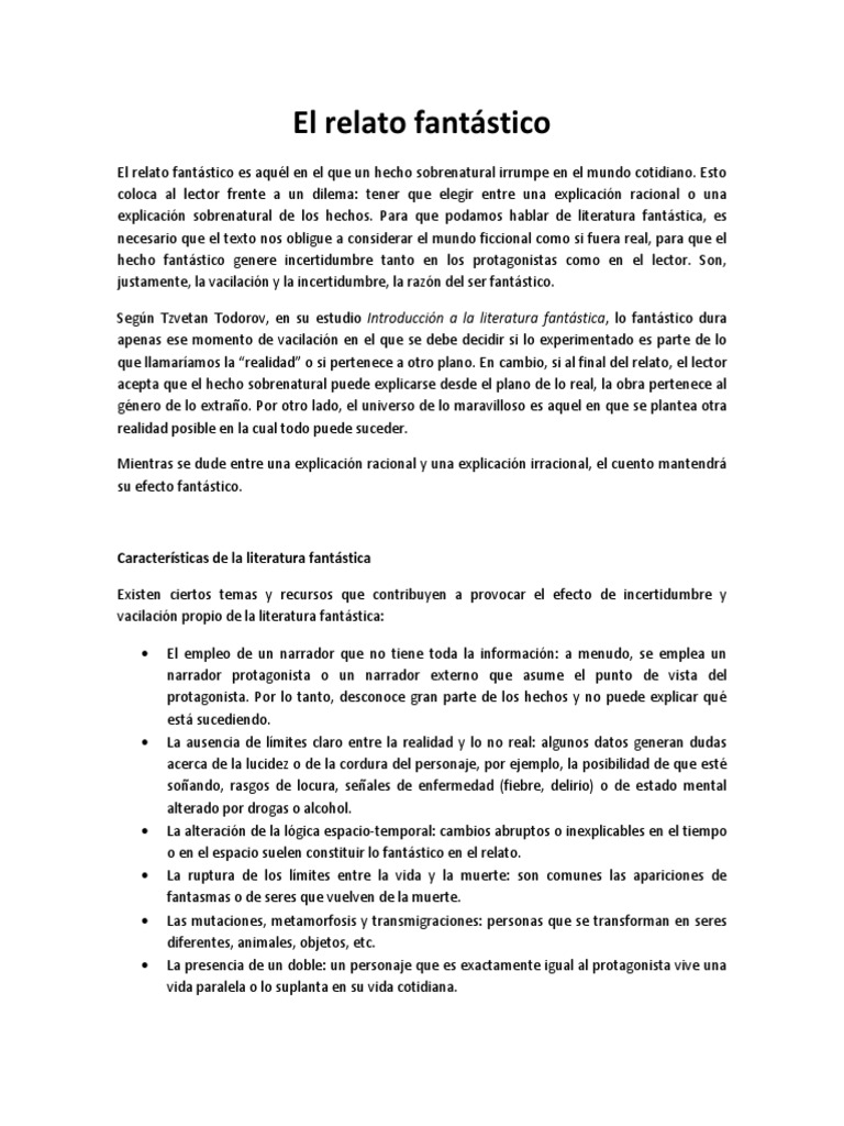 El Relato Fantástico Literatura De Fantasía Fantasía