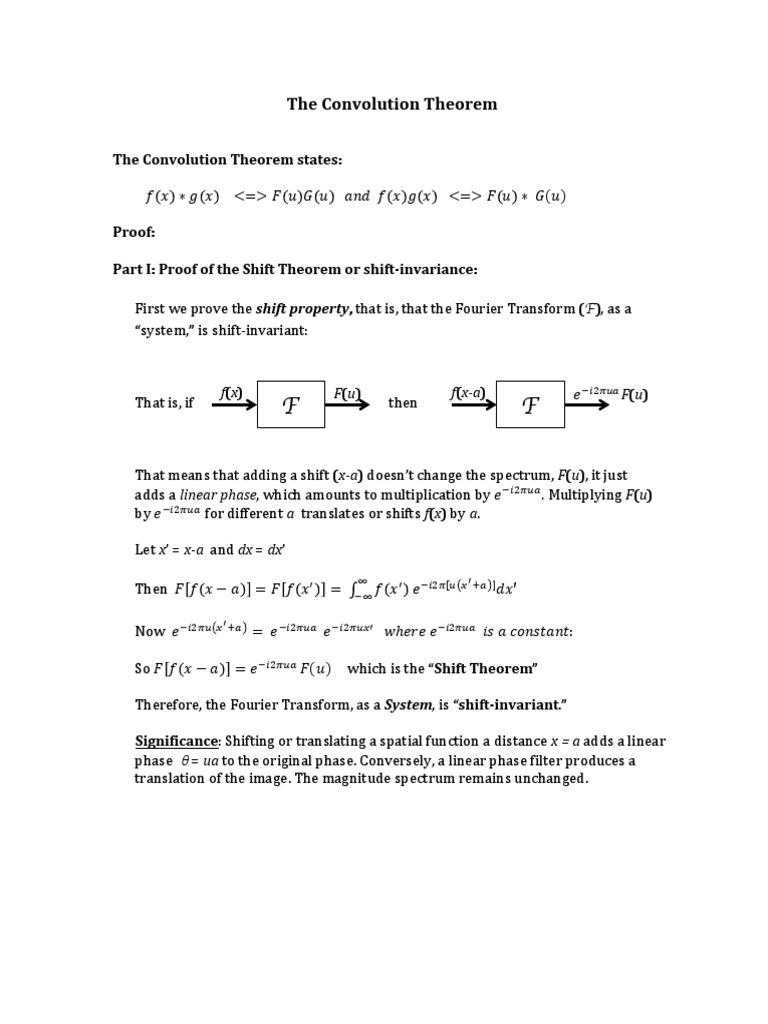 Proof Of Convolution Theorem Download Free Pdf Convolution Fourier Transform
